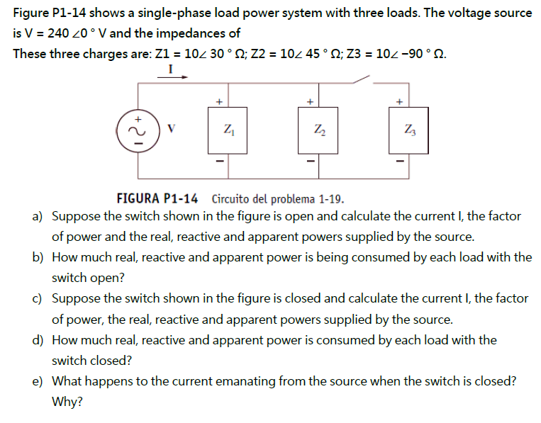 Solved Figure P1-14 shows a single-phase load power system | Chegg.com