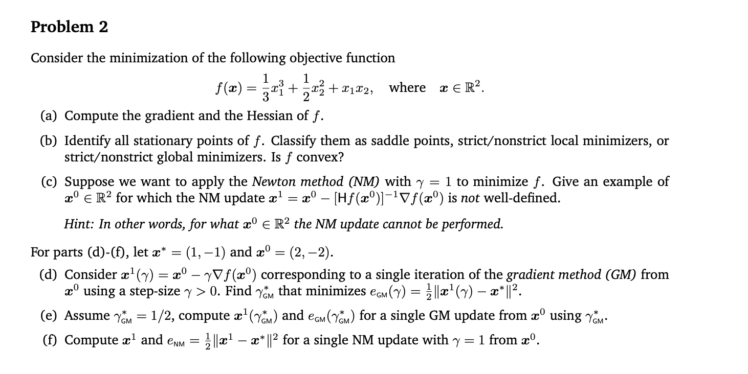 Solved Problem 2 - Consider the minimization of the | Chegg.com
