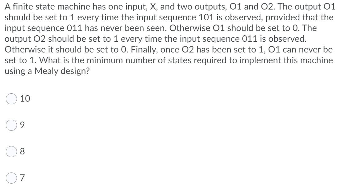 Solved A Finite State Machine Has One Input X And Two 3192