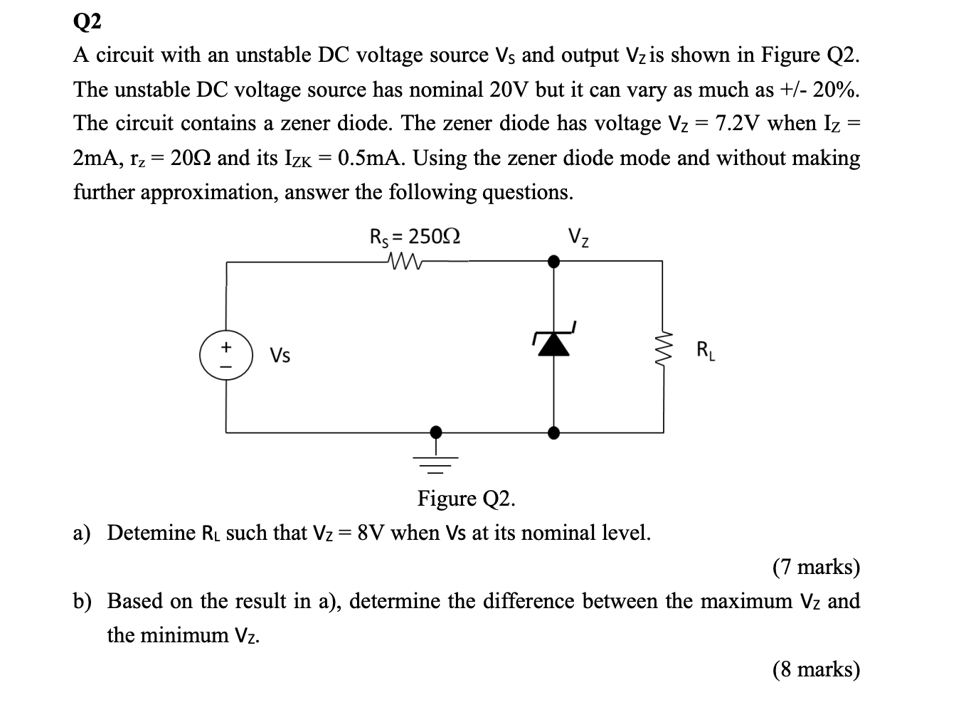 Solved Q2 A circuit with an unstable DC voltage source Vs | Chegg.com