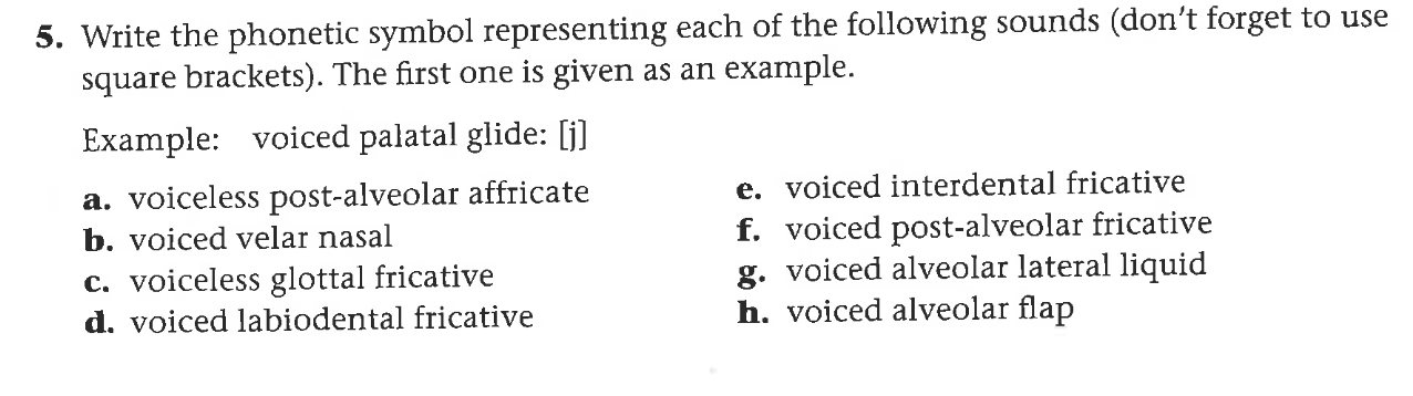 5. Write the phonetic symbol representing each of the | Chegg.com