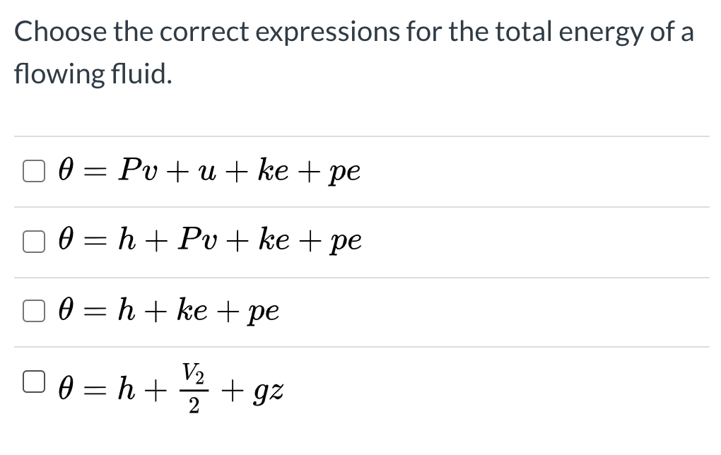 Solved Choose the correct expressions for the total energy | Chegg.com