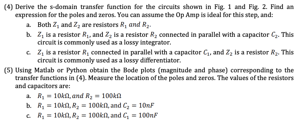 Solved (4) Derive the s-domain transfer function for the | Chegg.com