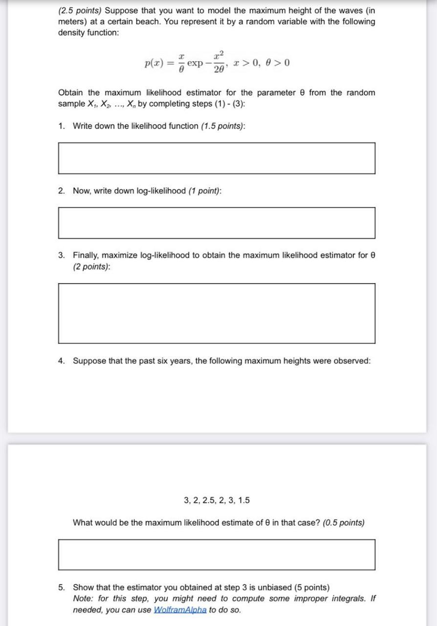 Solved (2.5 points) Suppose that you want to model the | Chegg.com