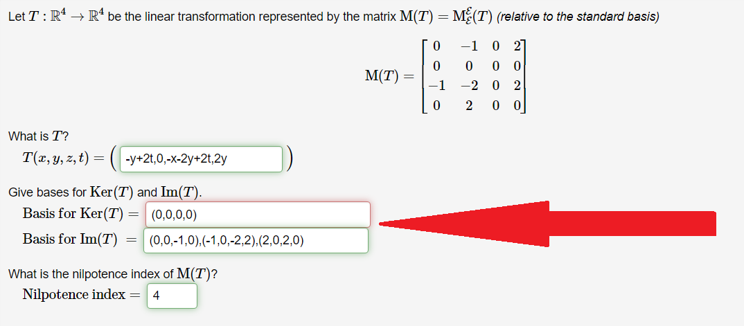 Solved Let T : R4 → R4 be the linear transformation | Chegg.com