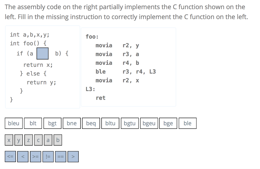 Solved The assembly code on the right partially implements | Chegg.com