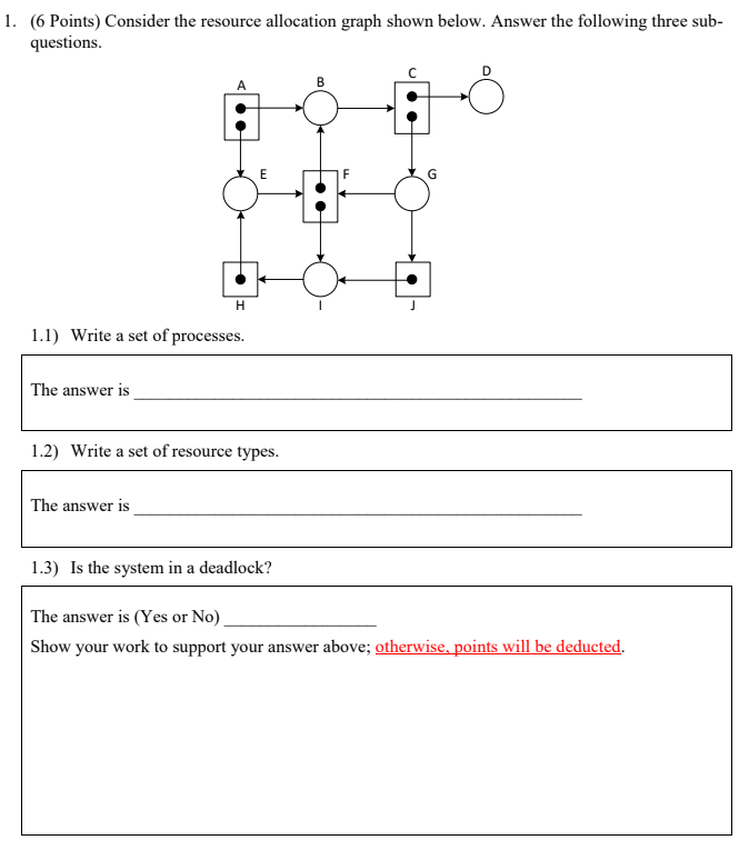 Solved 1. (6 Points) Consider the resource allocation graph | Chegg.com