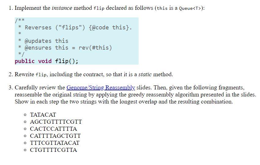 Solved 1 Implement The Instance Method Flip Declared As 2007