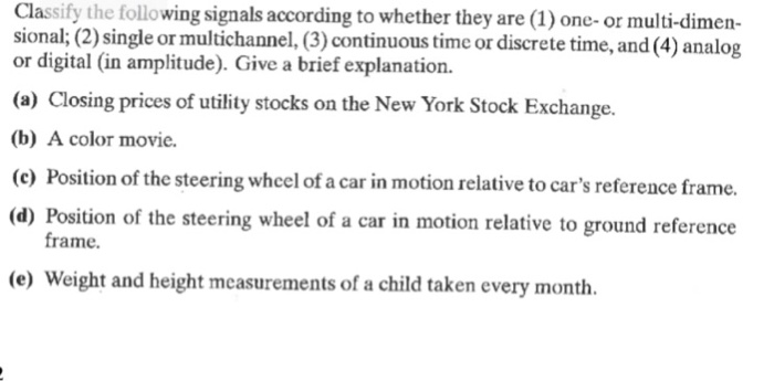 Solved Classify the following signals according to whether | Chegg.com