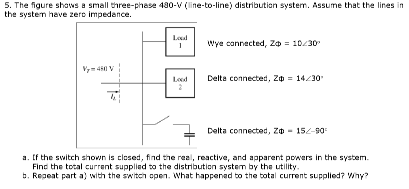 Solved 5. The figure shows a small three-phase 480-V | Chegg.com