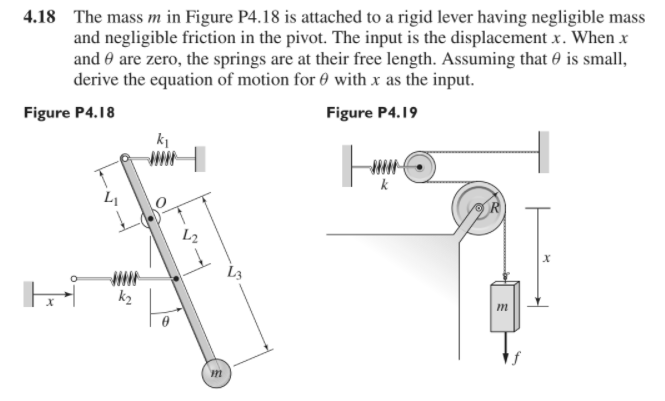 Solved 4.18 The mass m in Figure P4.18 is attached to a | Chegg.com