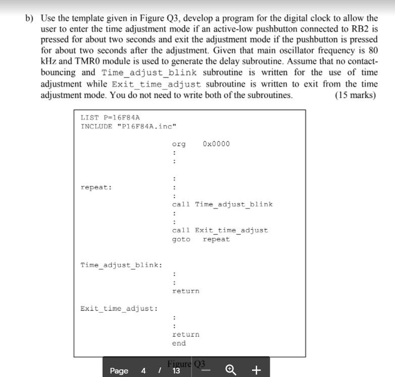 Question 3 A PIC16F84A-based battery-powered digital | Chegg.com
