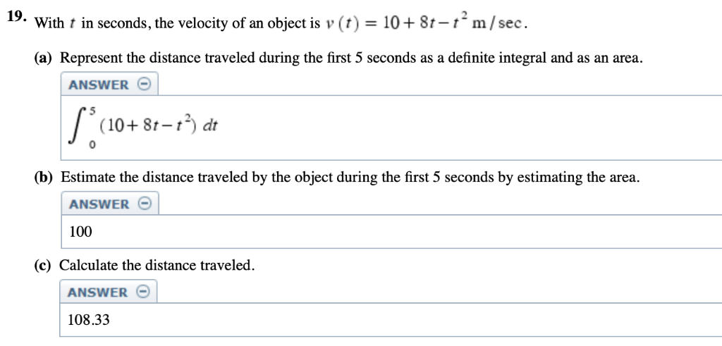 Solved With T In Seconds The Velocity Of An Object Is