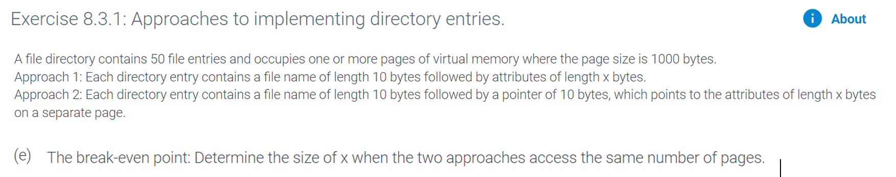 Solved Exercise 8.3.1: Approaches to implementing directory | Chegg.com