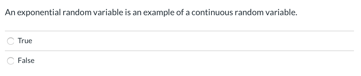 Solved An exponential random variable is an example of a | Chegg.com