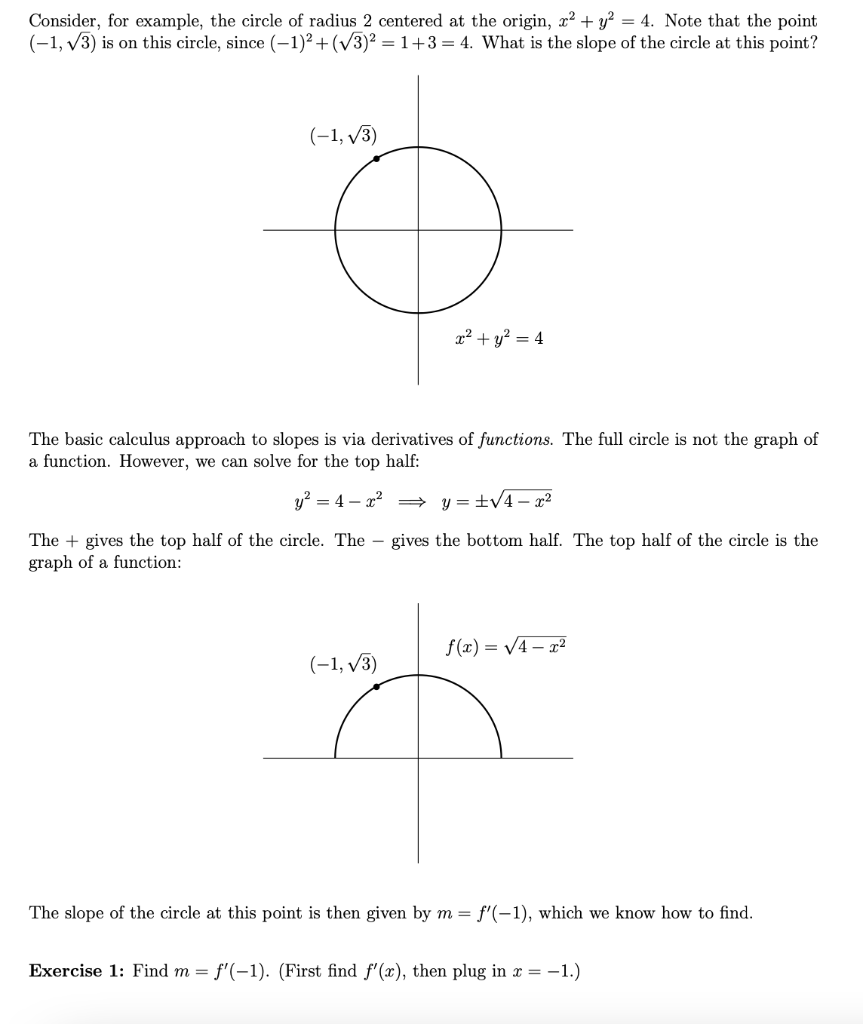 Solved Consider, for example, the circle of radius 2 | Chegg.com