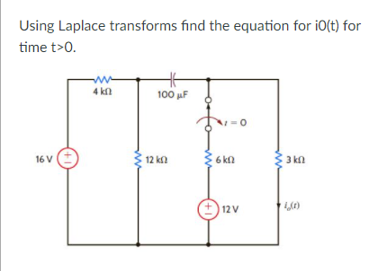 Solved Using Laplace transforms find the equation for iO(t) | Chegg.com