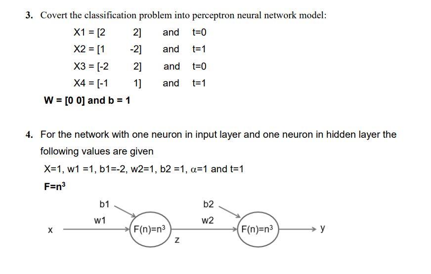 Solved 3. Covert the classification problem into perceptron | Chegg.com
