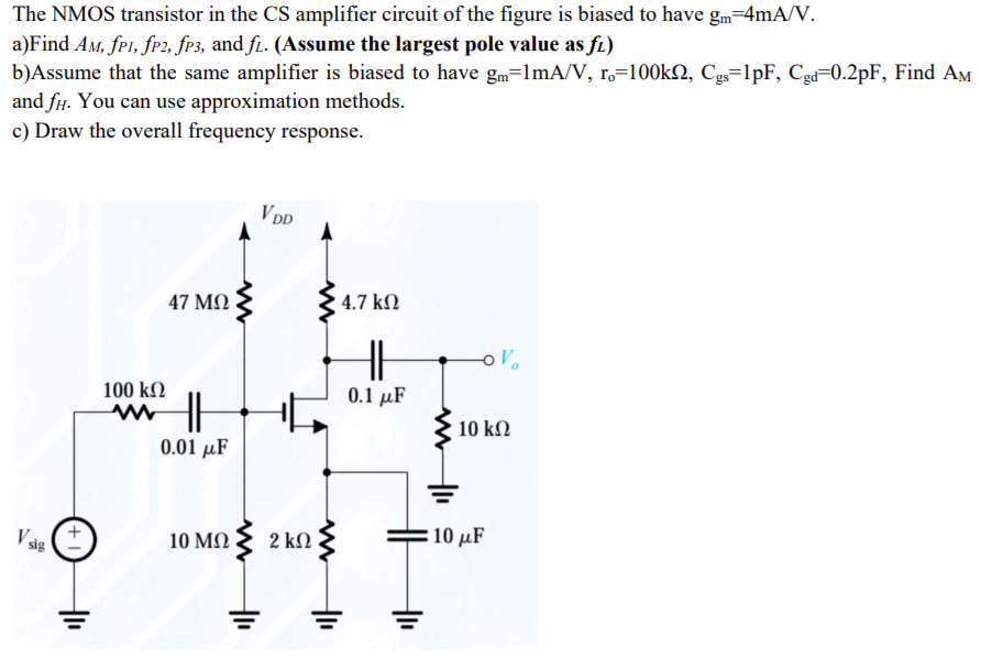 Solved The NMOS transistor in the CS amplifier circuit of | Chegg.com