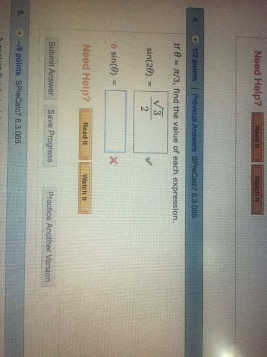 Solved If theta = pi/3, find the value of each expression. | Chegg.com