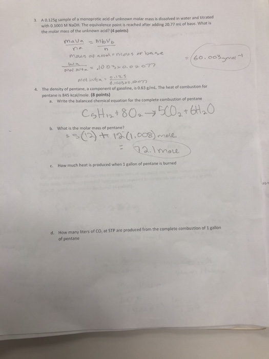 Solved 3. A 0.125g sample of a monoprotic acid of unknown | Chegg.com