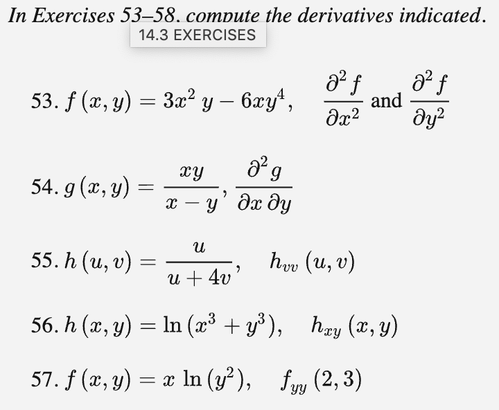 Solved In Exercises 53–58. compute the derivatives | Chegg.com