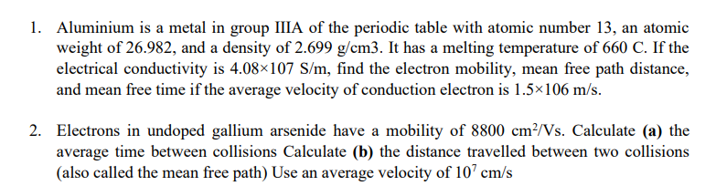 Solved 1. Aluminium is a metal in group IIIA of the periodic | Chegg.com