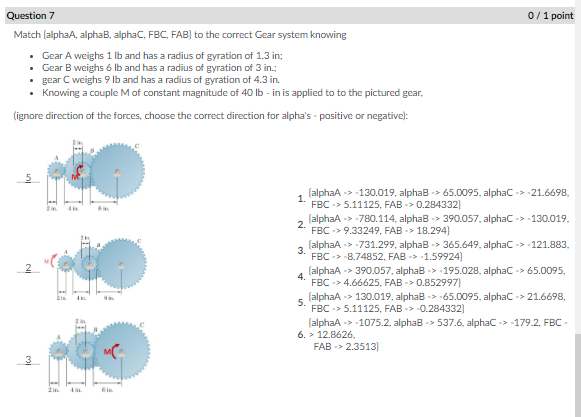 Solved Question 7 0/1 point . Match (alphaA, alphaB, alphaC, | Chegg.com