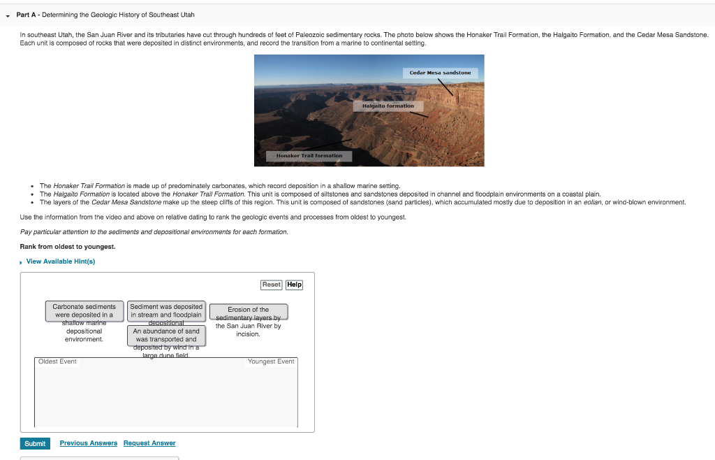 Solved - Part A - Determining the Geologic History of | Chegg.com