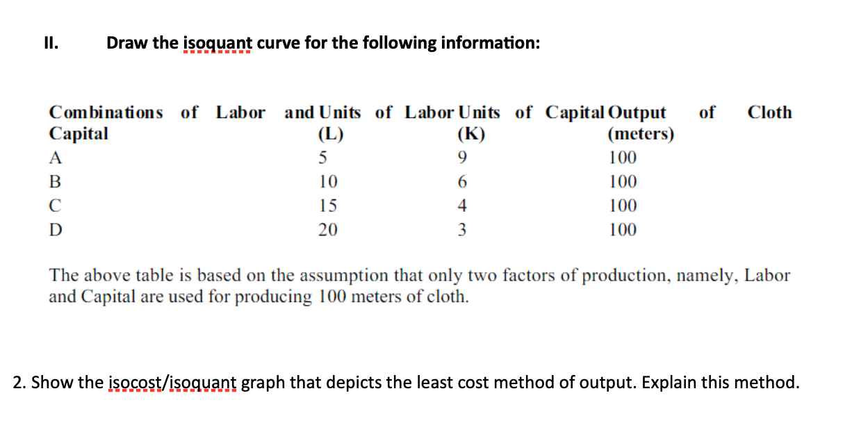 Solved II. Draw the isoquant curve for the following | Chegg.com