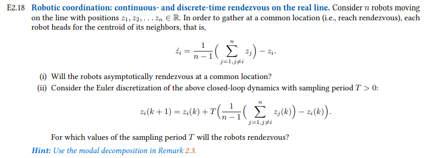 Solved Robotic coordination: continuous- and discrete-time | Chegg.com