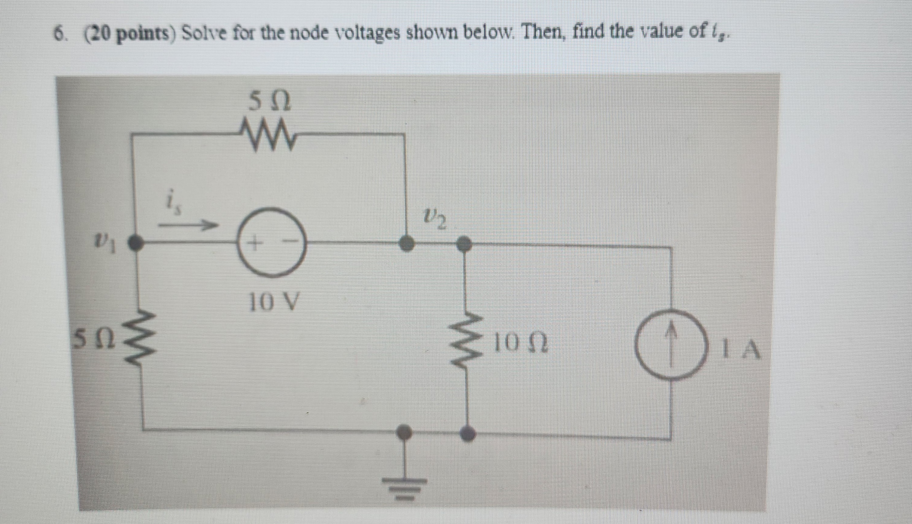 Solved 6. (20 points) Solve for the node voltages shown | Chegg.com