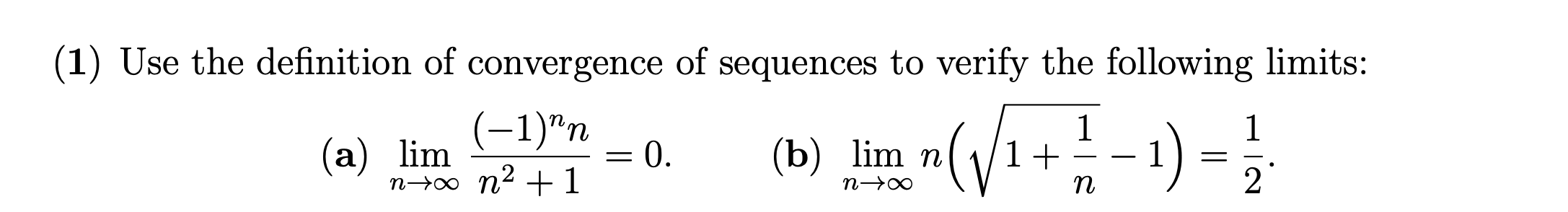 Solved (1) Use the definition of convergence of sequences to | Chegg.com