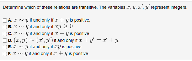 Solved Determine which of these relations are transitive. | Chegg.com