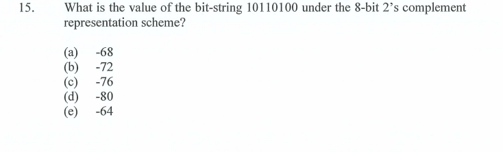 Solved What is the value of the bit-string 10110100 under | Chegg.com