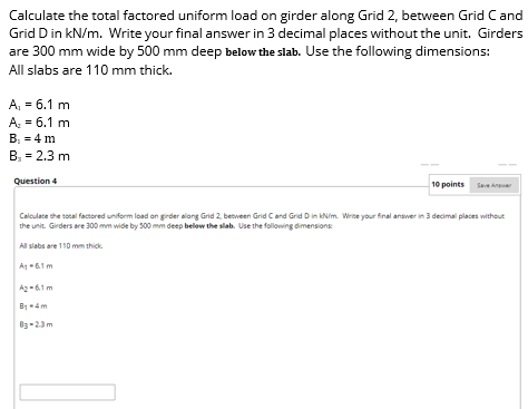 Solved Calculate the total factored uniform load on girder | Chegg.com