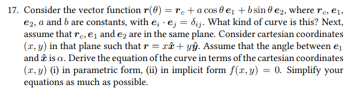 Solved 17. Consider the vector function | Chegg.com