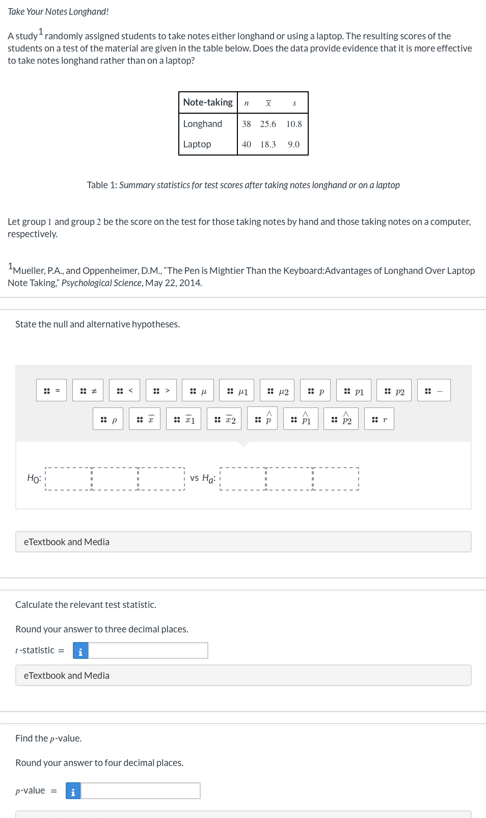 Solved Take Your Notes Longhand! A study 1 randomly assigned | Chegg.com