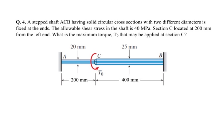 Solved A stepped shaft ACB having solid circular cross | Chegg.com