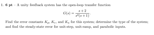 Solved A unity feedback system has the open-loop | Chegg.com