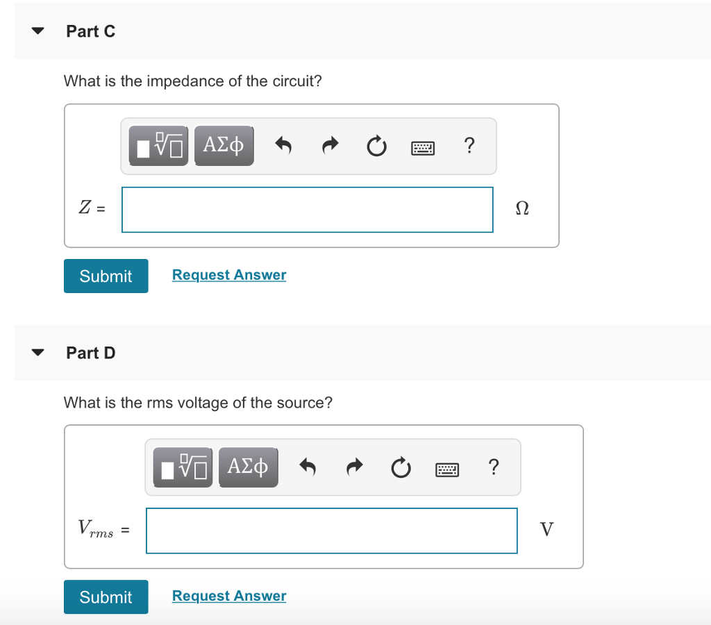 Solved Part Constants What is the phase angle? An L-R-C | Chegg.com