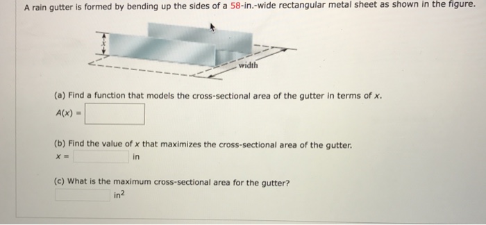 Solved A rain gutter is formed by bending up the sides of a | Chegg.com