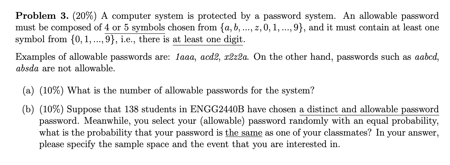 Solved Problem 3. (20%) A computer system is protected by a | Chegg.com