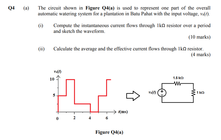 Solved Q4 (a) The circuit shown in Figure Q4(a) is used to | Chegg.com