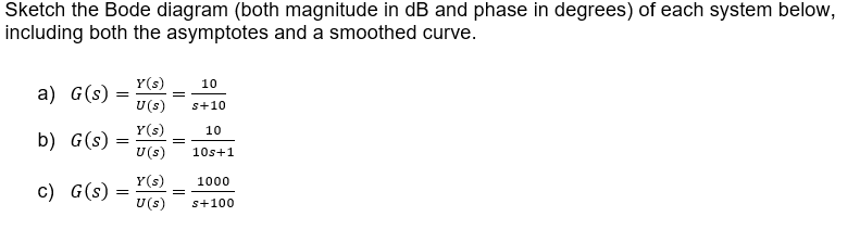 Solved Sketch the Bode diagram (both magnitude in dB and | Chegg.com