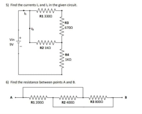 Solved 5) Find the currents l1 and l2 in the given circuit. | Chegg.com