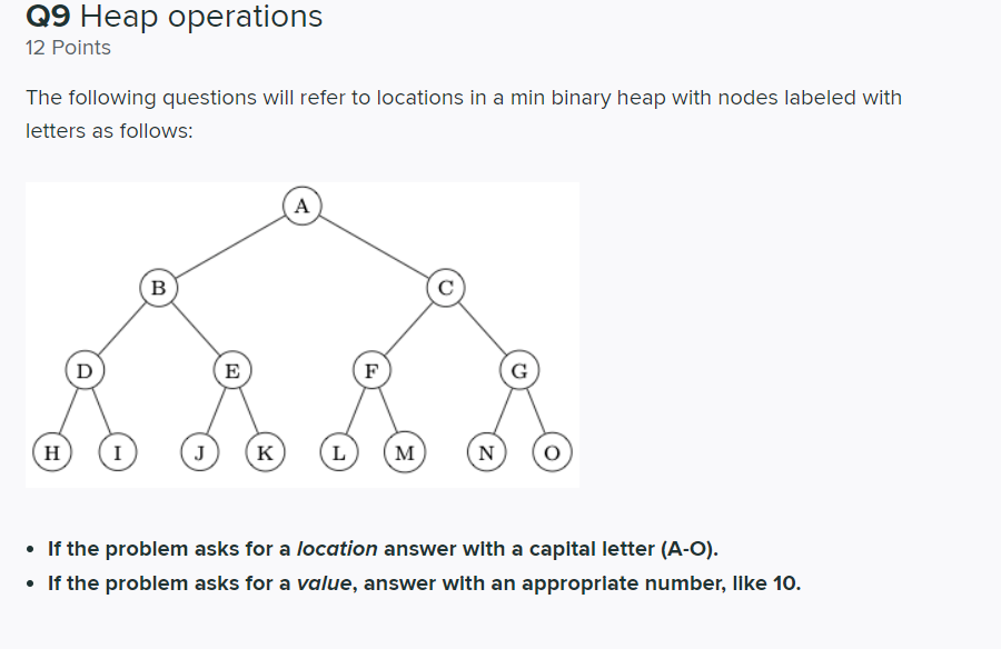 Solved Q9 Heap operations 12 Points The following questions | Chegg.com