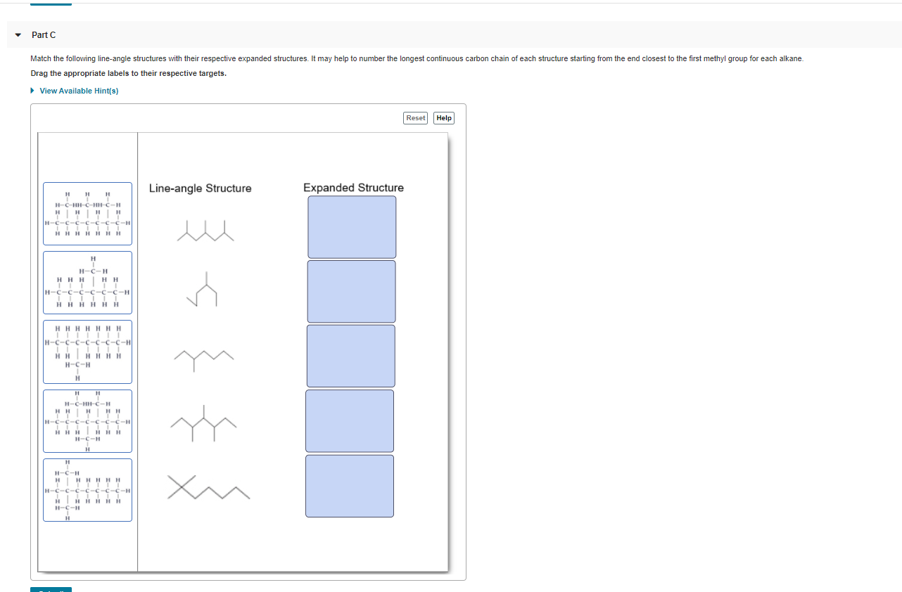 Solved Part A Sort the following line-angle structures based | Chegg.com