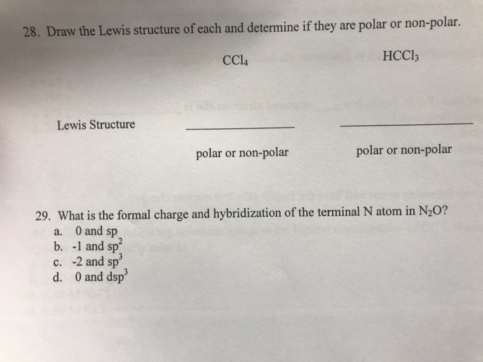 Solved 28. Draw the Lewis structure of each and determine if | Chegg.com