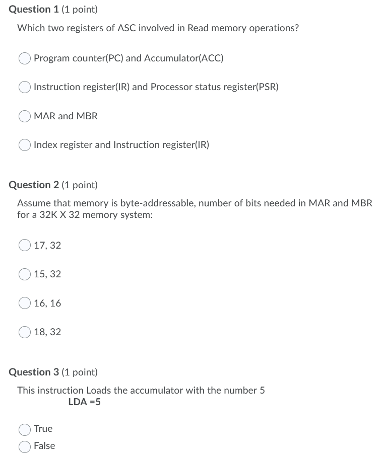 Solved Question 1 (1 point) Which two registers of ASC | Chegg.com